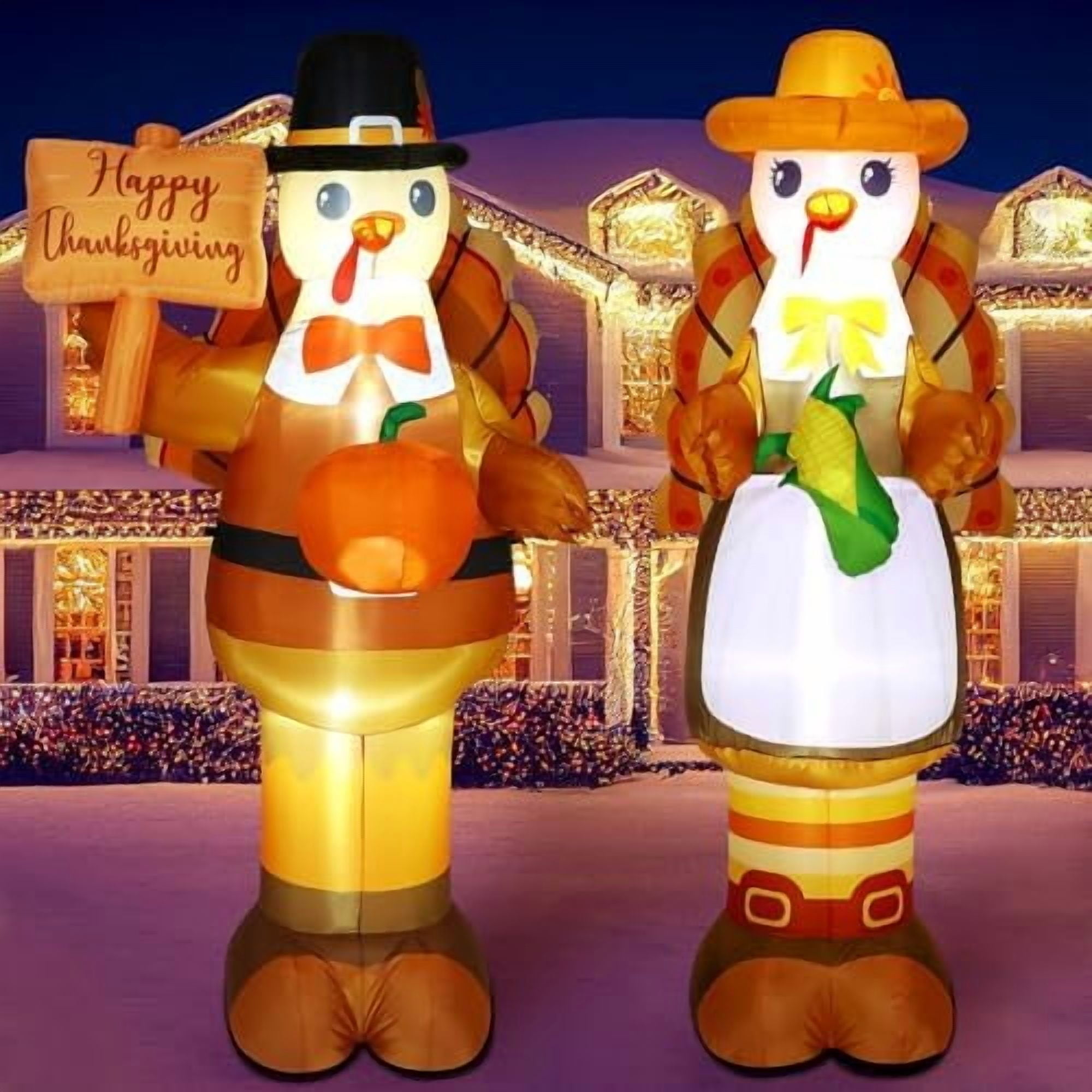 2 Pack 6ft Thanksgiving Inflatables Turkey Outdoor Decoration ...