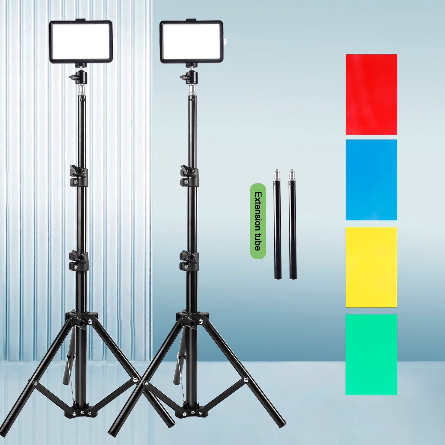2-Pack 6in Video LED Video Light with Stand, with 4 Color Filters for ...