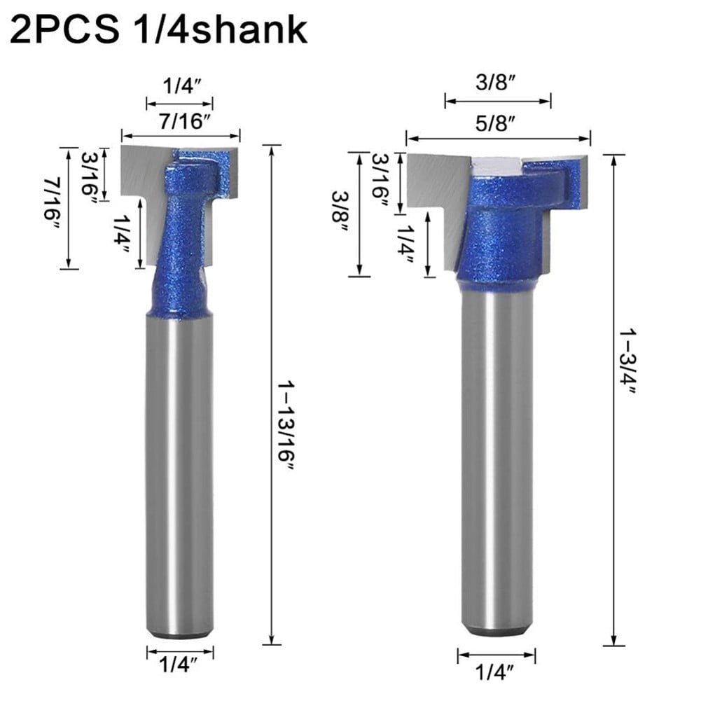 2-Pack 6mm1/4-Inch Wood Router Bit with T-Slot Design for Slotting and ...