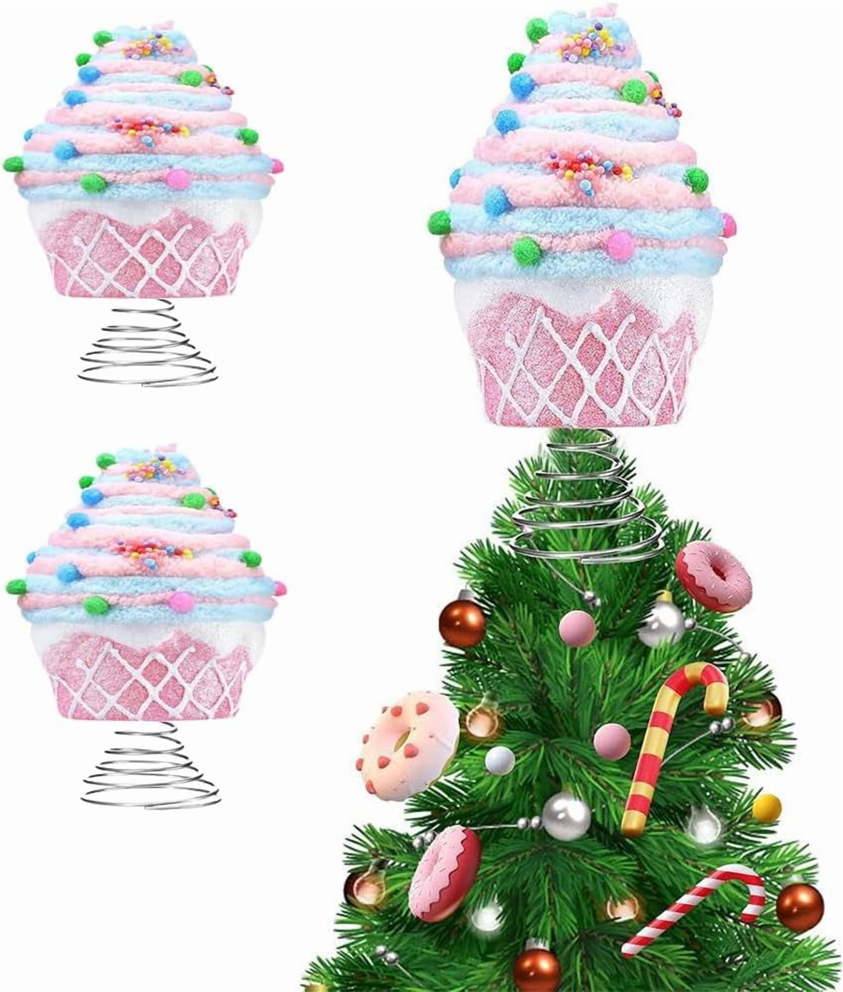 2 Pack - 7.9 Inch Pastel Dessert Christmas Tree Topper, Pink Cupcake ...