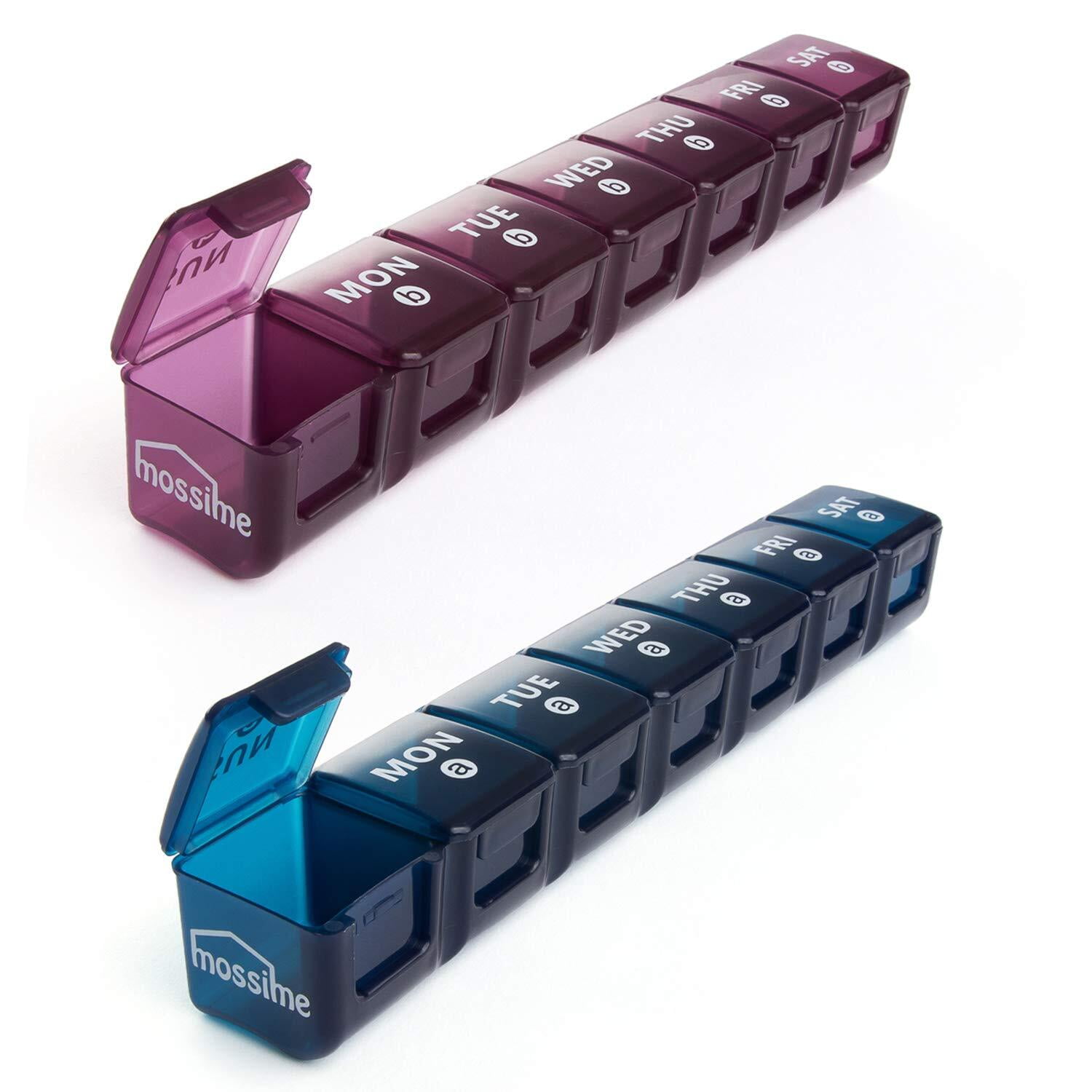 Walmart 2-Pack Large Medicine Dose Keeper, 7-Day Travel Pill Organizer ...