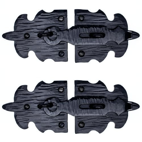 2 Pack 7" Furniture Hasp for Gates - Black - Heavy Duty Decorative ...