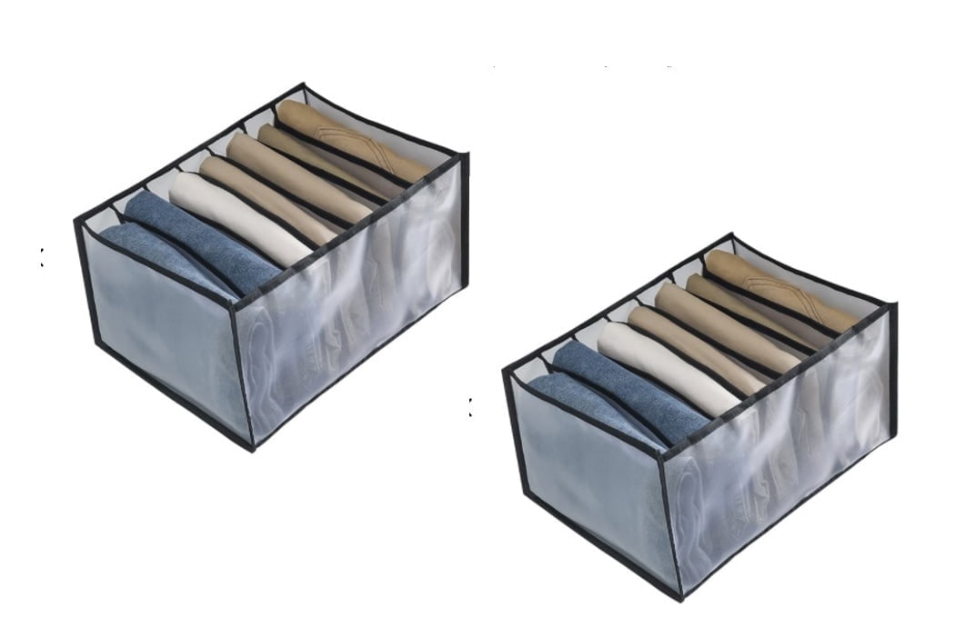 2-Pack 7-Grid Foldable Drawer Organizer – Space-Saving Closet Storage ...
