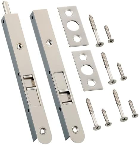 2 Pack 7 Inch Flush Bolt for Double Door, Heavy Duty Chrome Plating ...