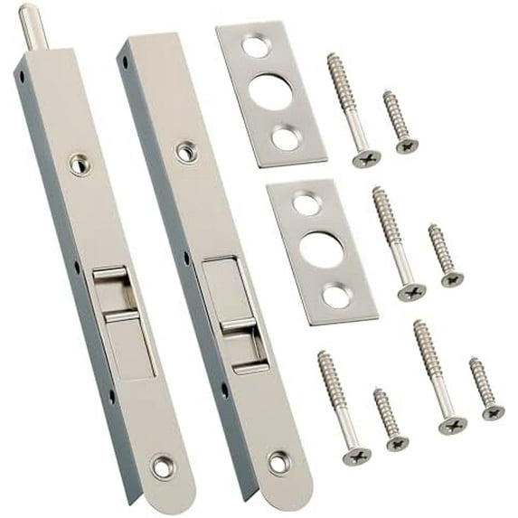 2 Pack 7 Inch Flush Bolt for Double Door, Heavy Duty Chrome Plating ...