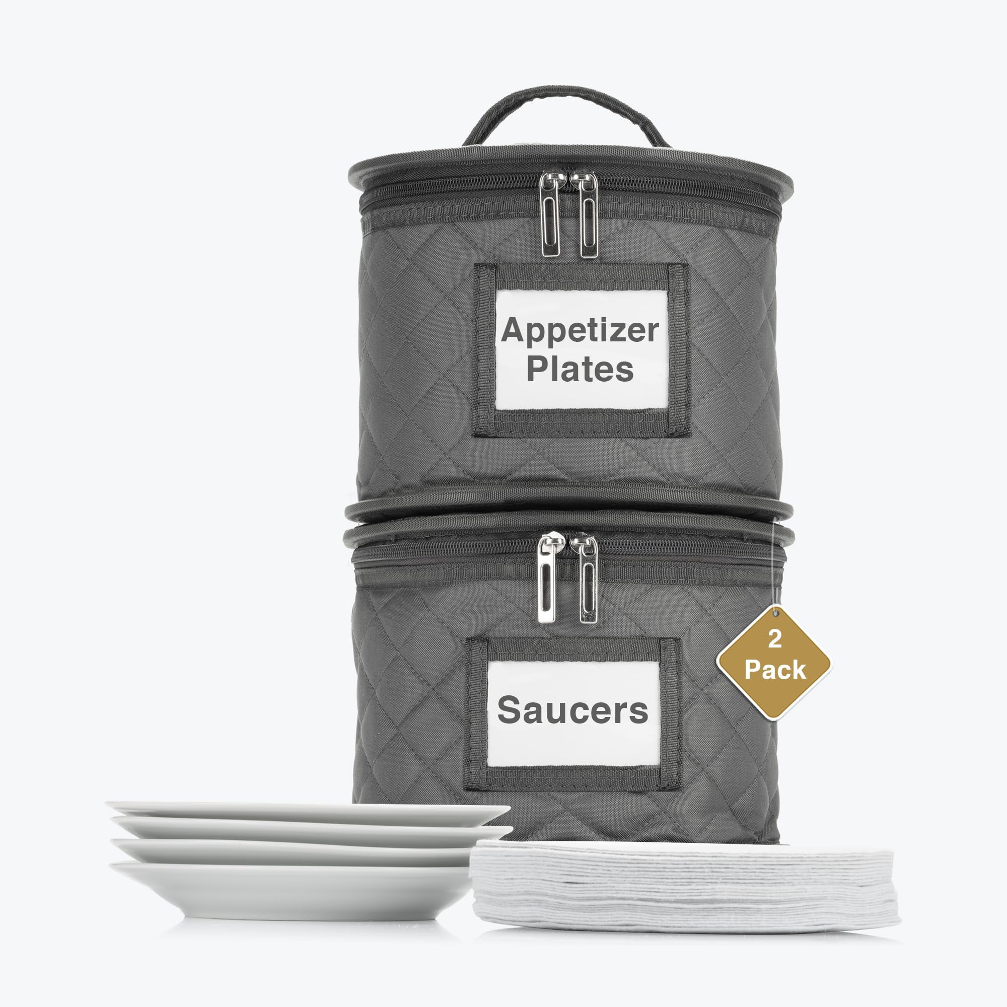 2 Pack - 7" Saucer Storage Case - China Storage Container - Stackable ...