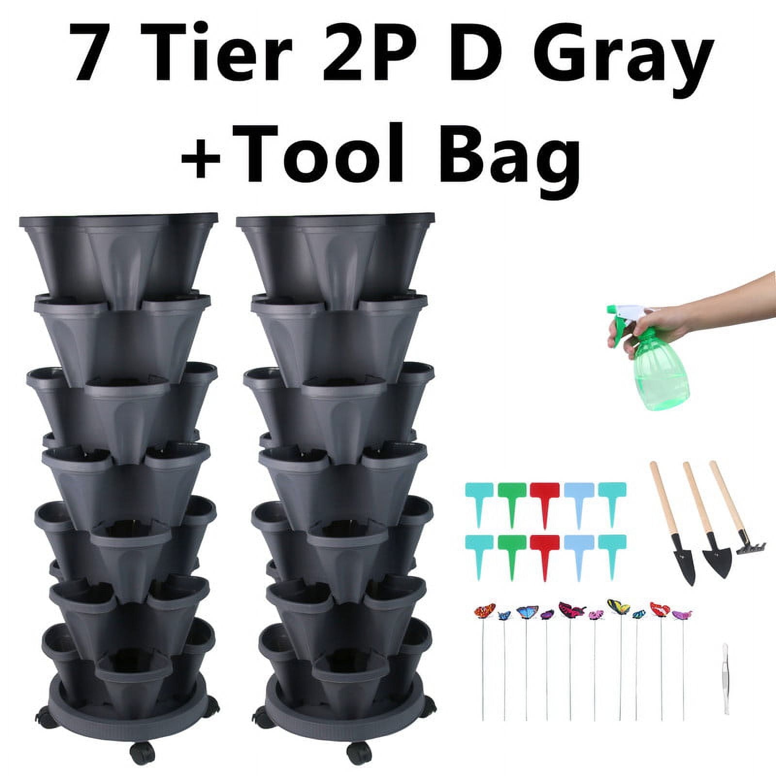 2 Pack of 7 Tier Stackable Planter Vertical Garden With Various ...