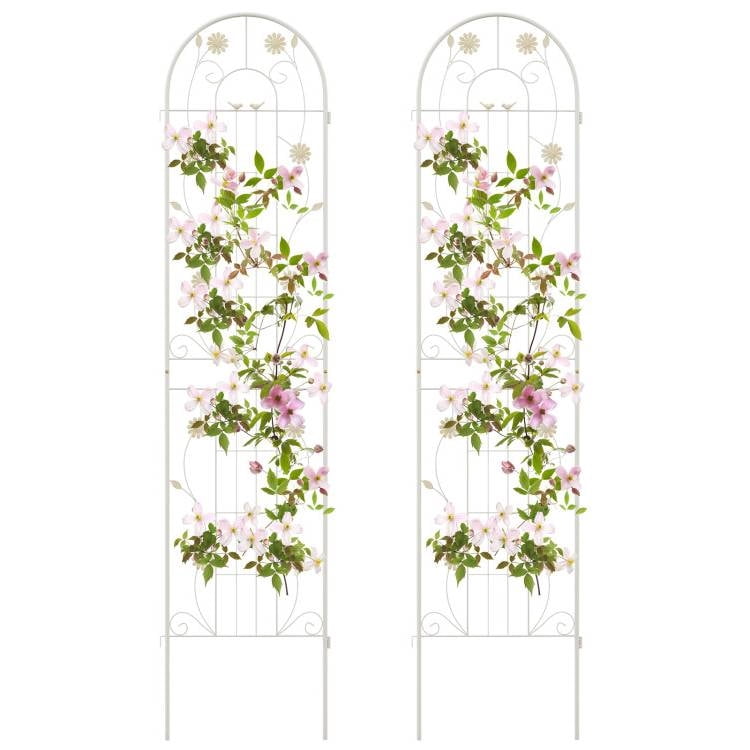 2 Pack - 7-ft Galvanized Steel Garden Trellis in White Metal Outdoor ...