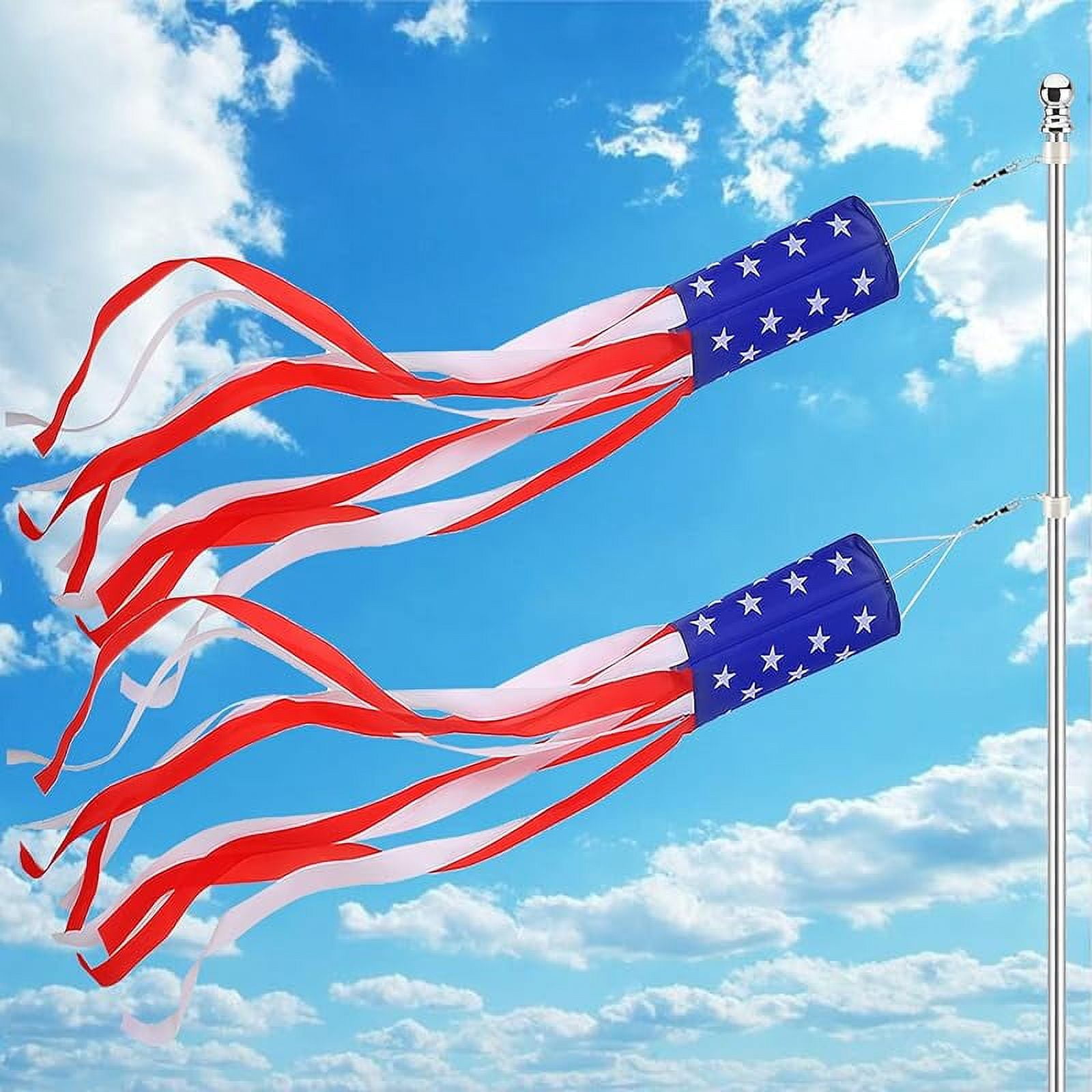 2 Pack 70 Inch American Flag Windsock 4th July Outdoor Hanging ...