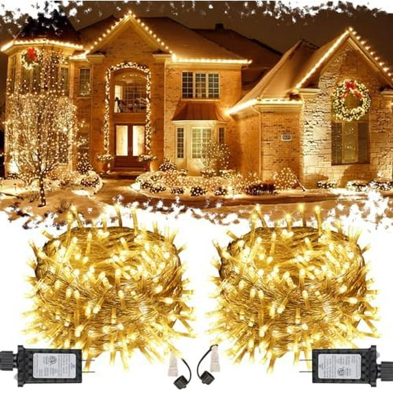 2 Pack 70FT 200LED Christmas Lights,Outdoor Indoor Connectable Fairy ...