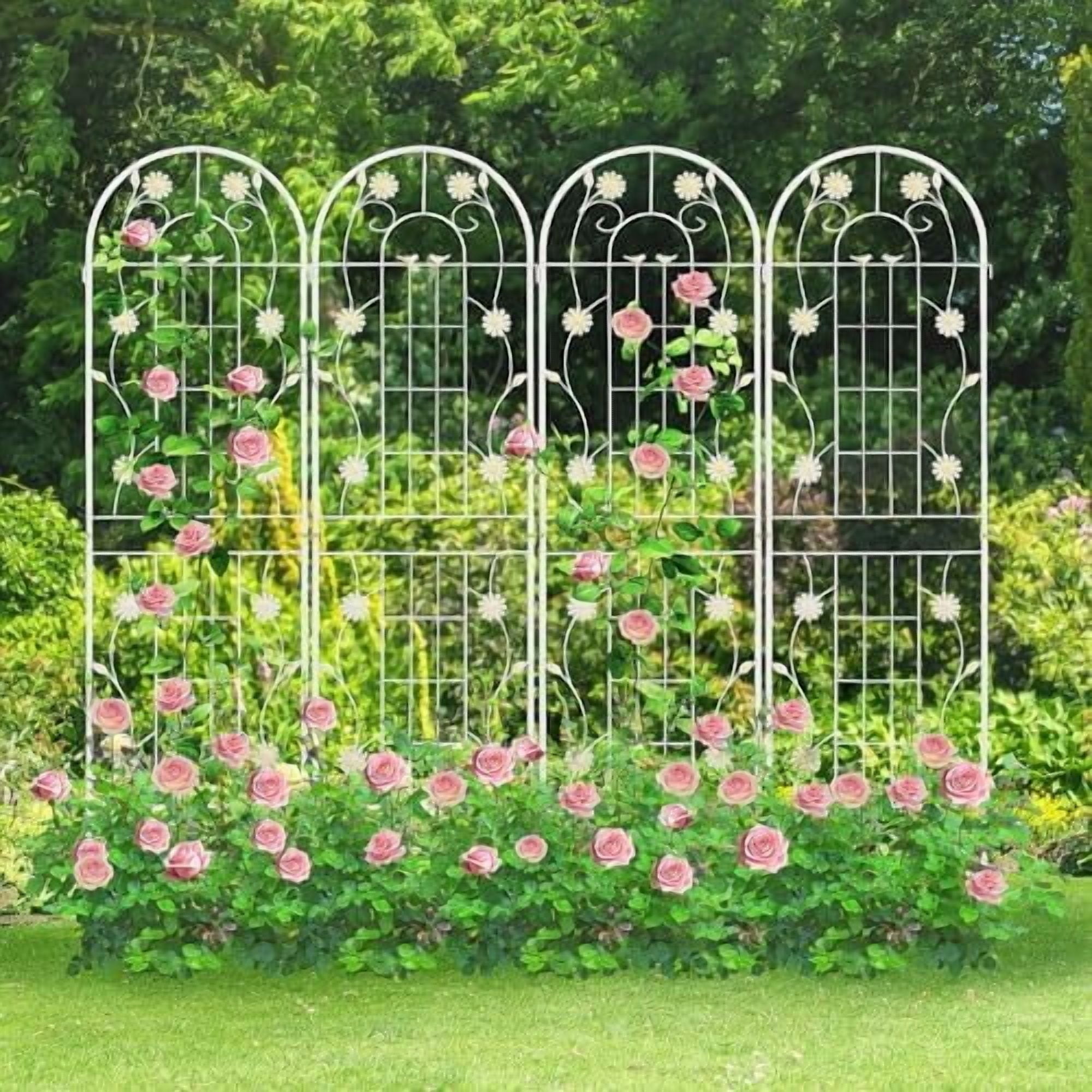 2 Pack 71x20in Rustic Iron Arch Decoration Garden Trellis with Black ...