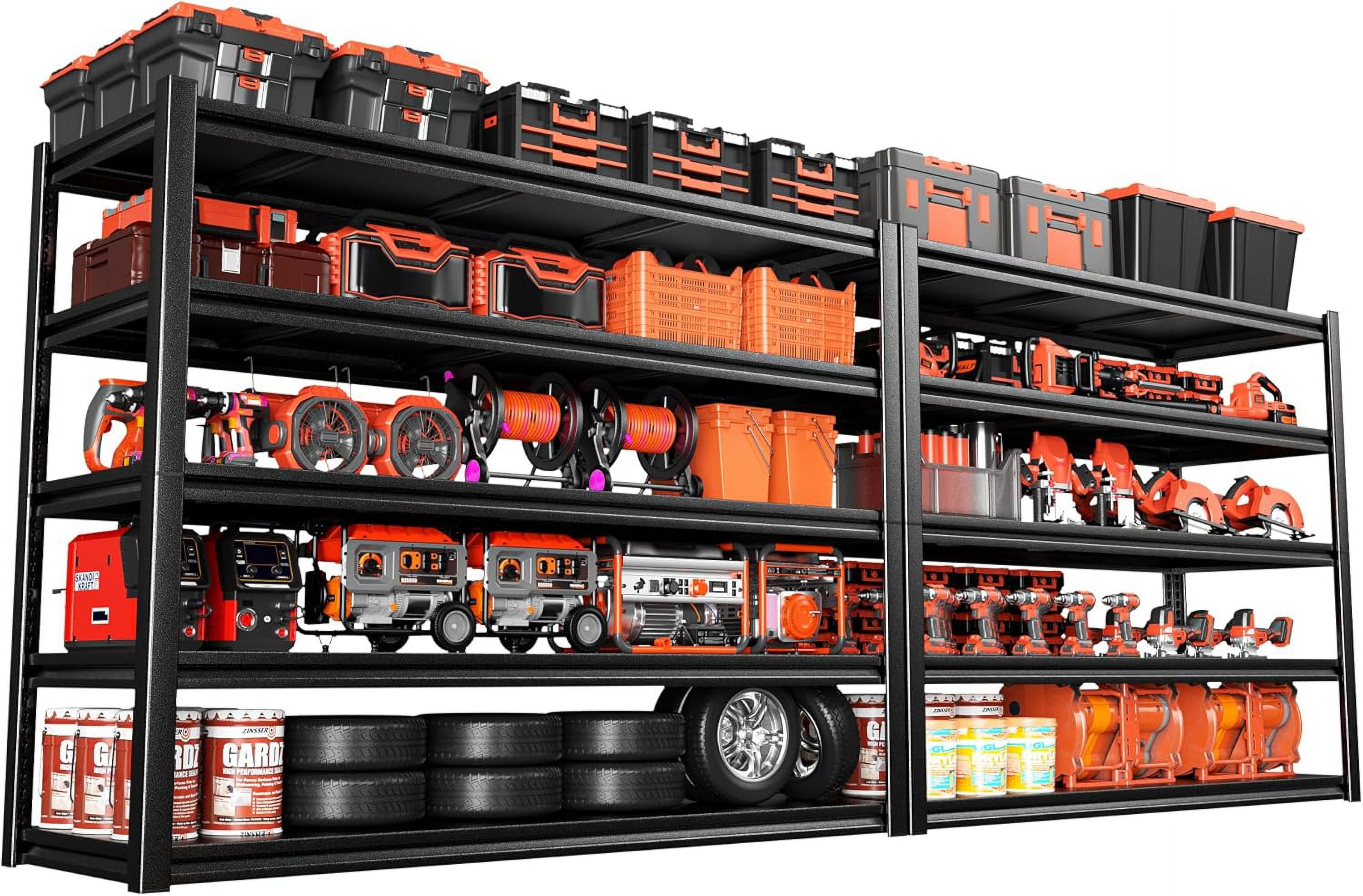 2 Pack 72" H X 36" W X 16" D Garage Shelving, 5-Tier Industrial Storage ...