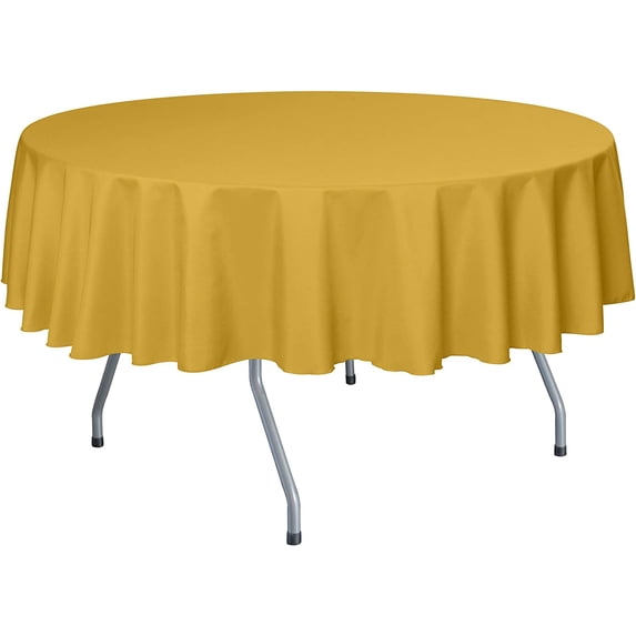 2 Pack 72-Inch Round Polyester Linen Tablecloths, Goldenrod, Stain ...