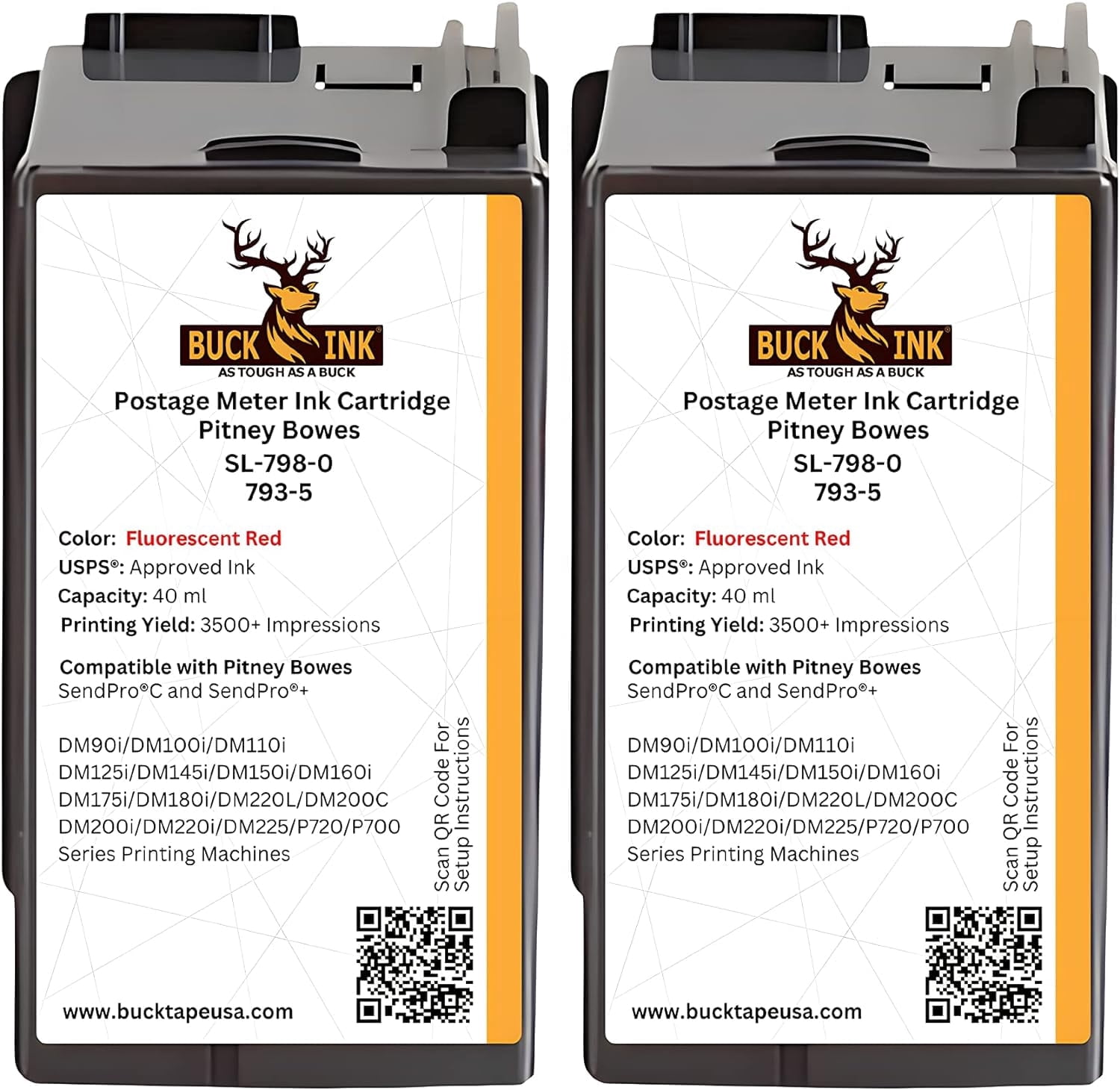 2 Pack 793-5 / SL-798-0 Replacement Red Ink Cartridge for Pitney Bowes ...