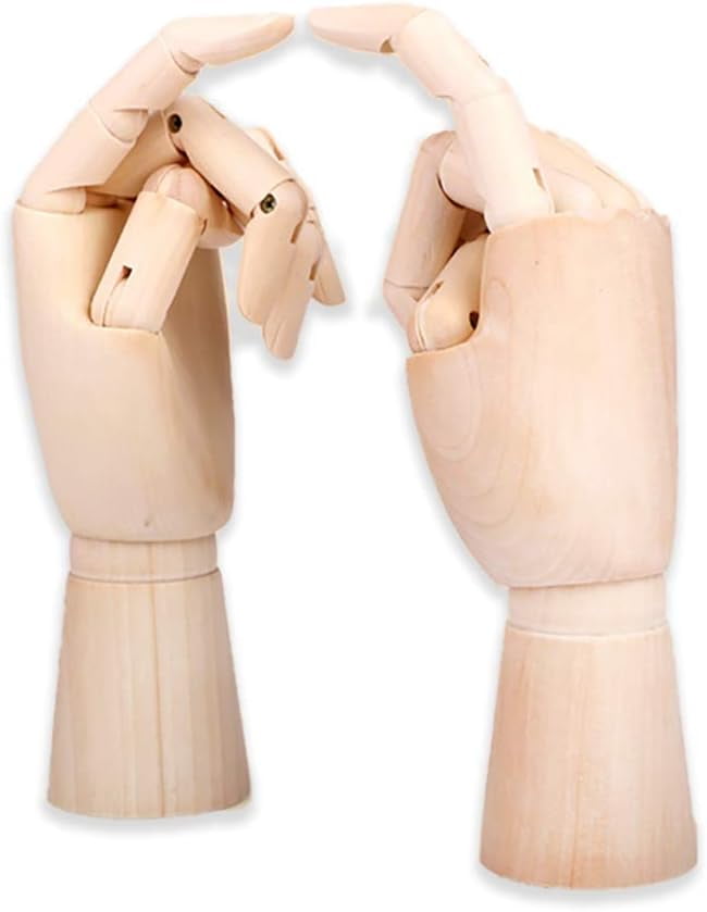 2 Pack 7INCH Wood Hand Model Wooden Artist Drawing Manikin Articulated ...