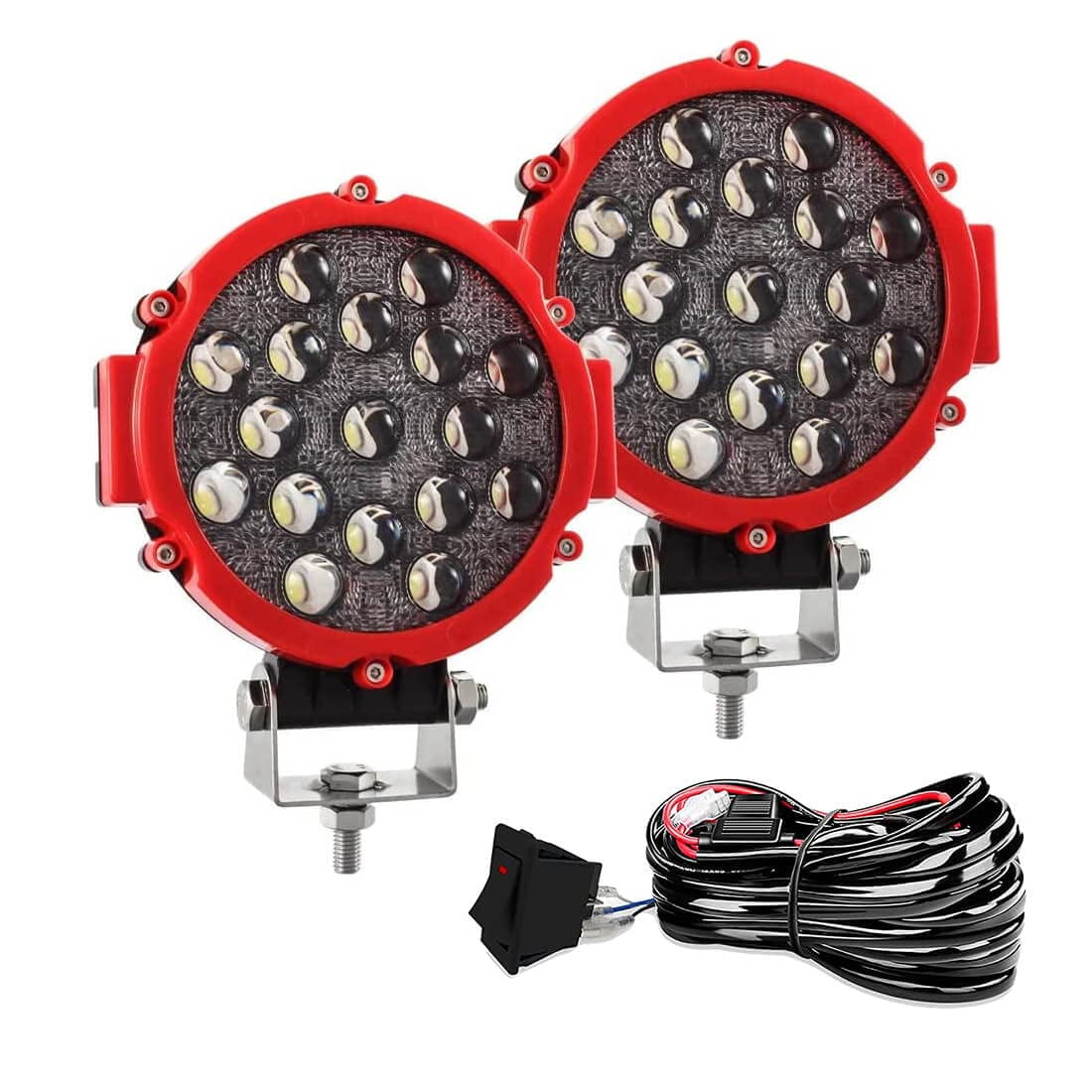 2 Pack 7inch Round OIF8 LED Offroad Pod Lights Bar 51W 5100LM with ...