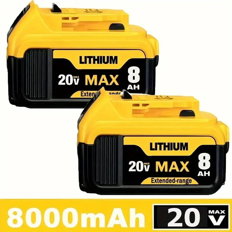 2 Pack 8.0Ah 20 Volt Replacement Dewalt 20V Max Battery Li-Ion Compatible with DCB200 DCB204 ...