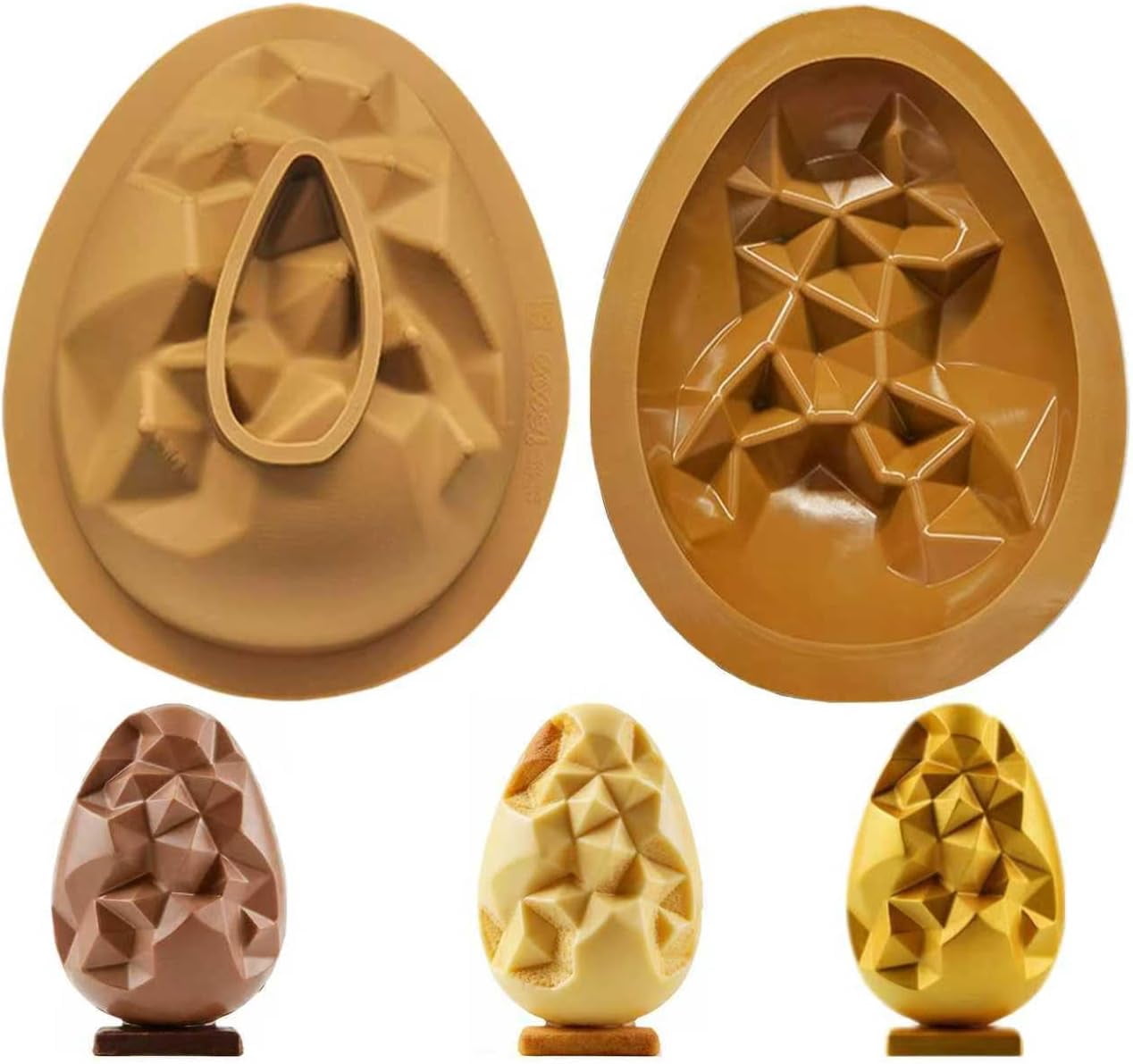 2 Pack 8-Cavity Easter Egg Silicone Baking Molds, Food-Grade Reusable ...