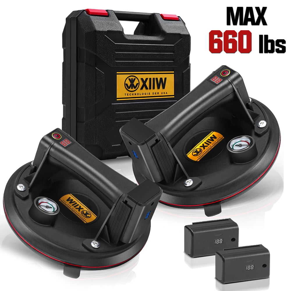 2 Pack 8'' Electric Vacuum Suction Cup with 2 2600mAh Batteries, Heavy ...