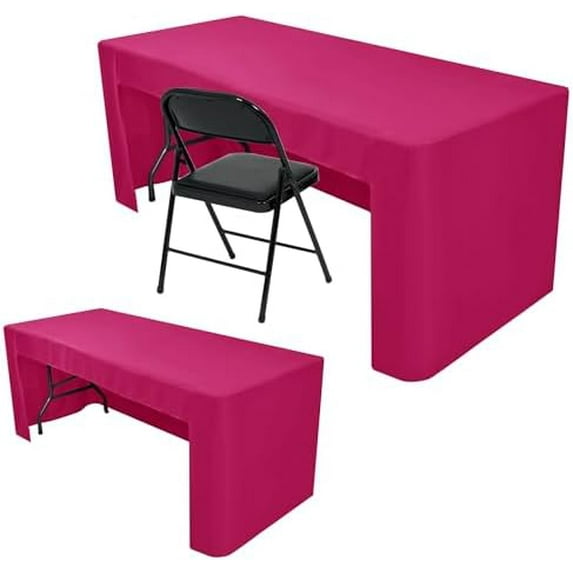 2 Pack 8 Foot Tablecloth Fitted Fuchsia Trade Show Table Covers-Open ...