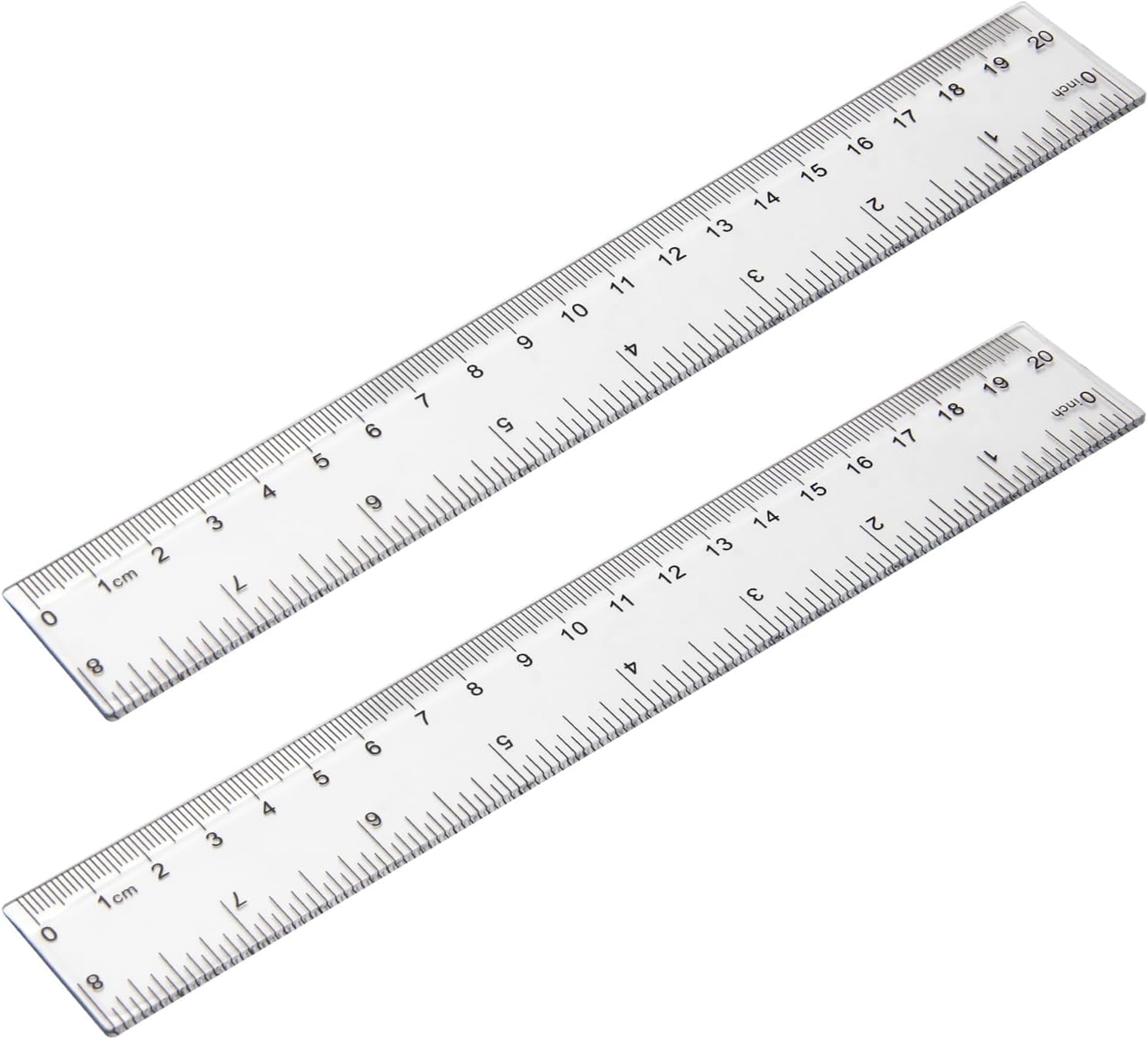 2 Pack 8 Inch Clear Plastic Ruler Straight Shatterproof Ruler Clear ...