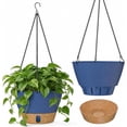 2 Pack 8 Inch Hanging Baskets for Plants Outdoor Indoor, Modern Blue ...