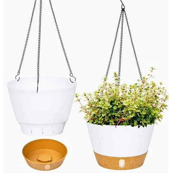 2 Pack 8 Inch Hanging Planters for Indoor Outdoor Plants, Hanging ...