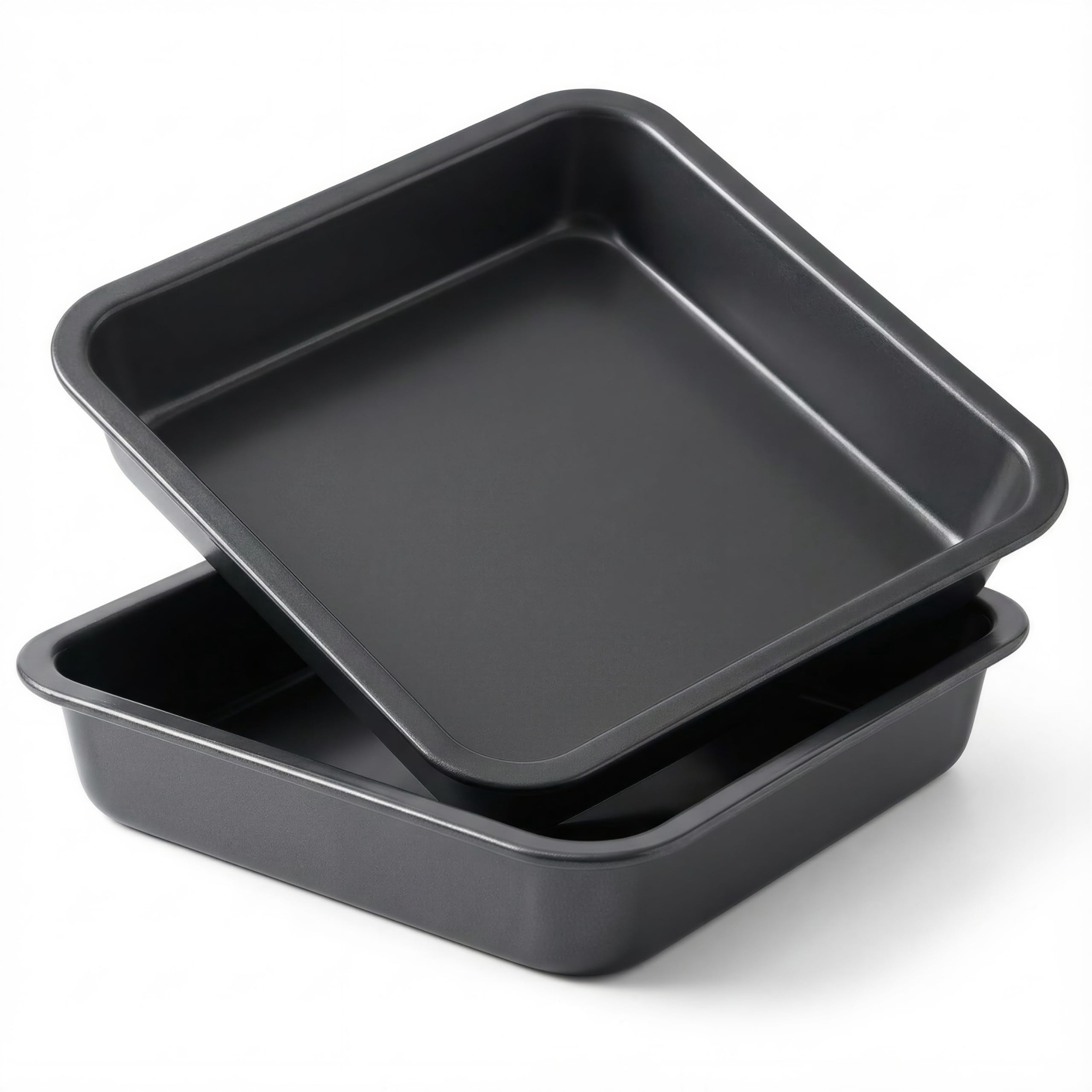 2 Pack 8-Inch Non-Stick Square Cake Pan, Rust-Resistant Baking Pan For ...