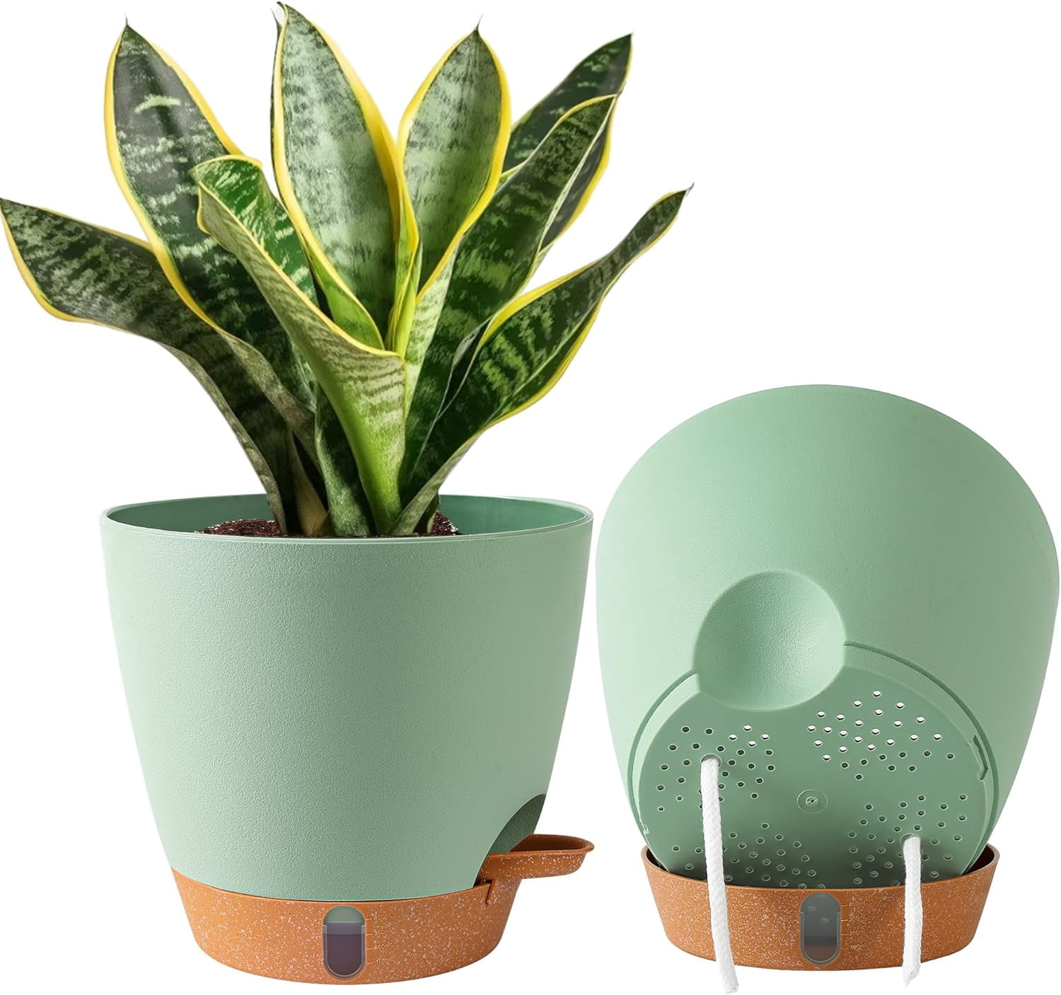 2 Pack 8 Inch Pots for Plants Indoor, Plastic Self Watering Planters ...