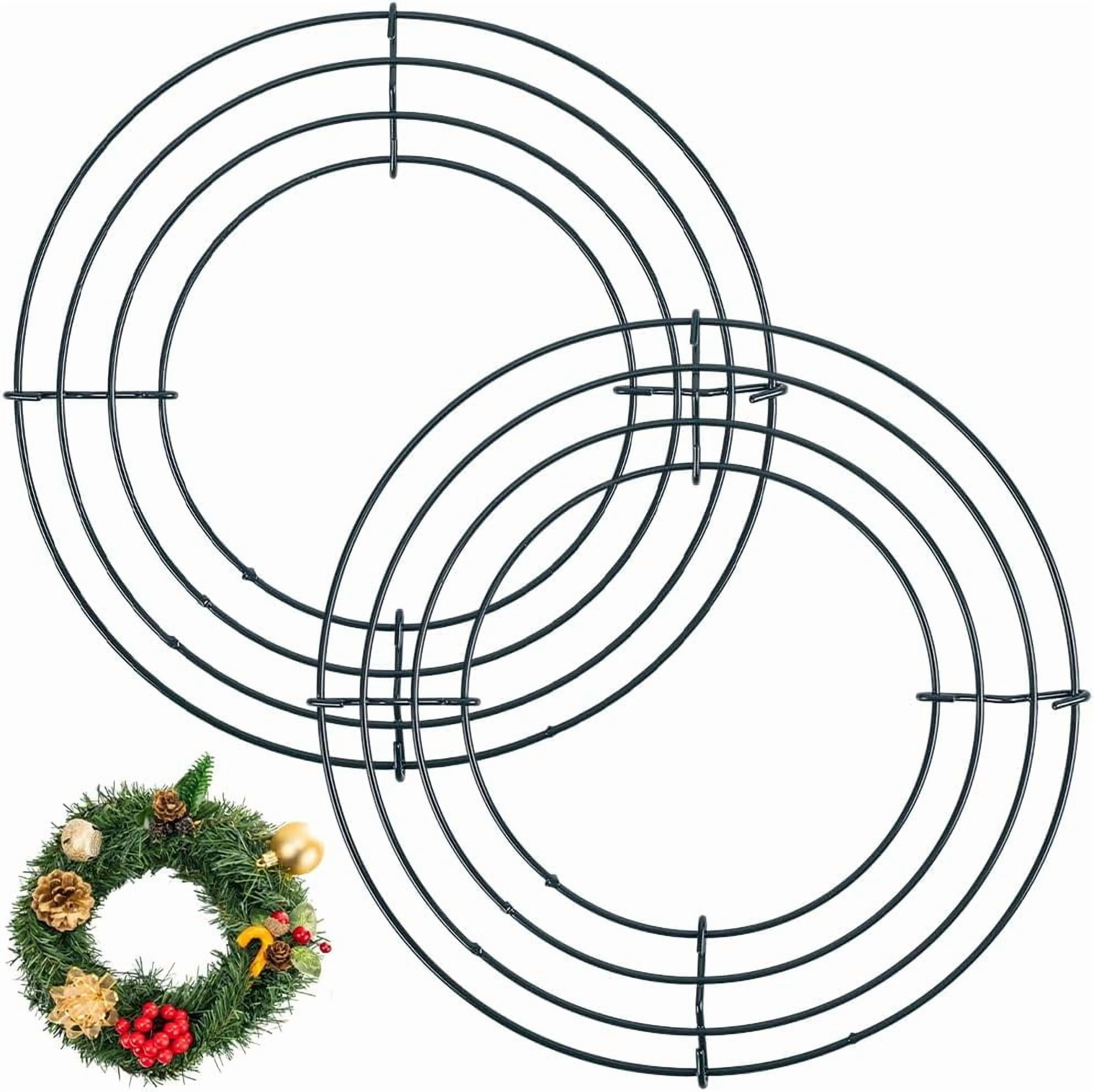 2 Pack 8 Inch Round Wire Wreath Frames Green Wire Wreath Form Base ...