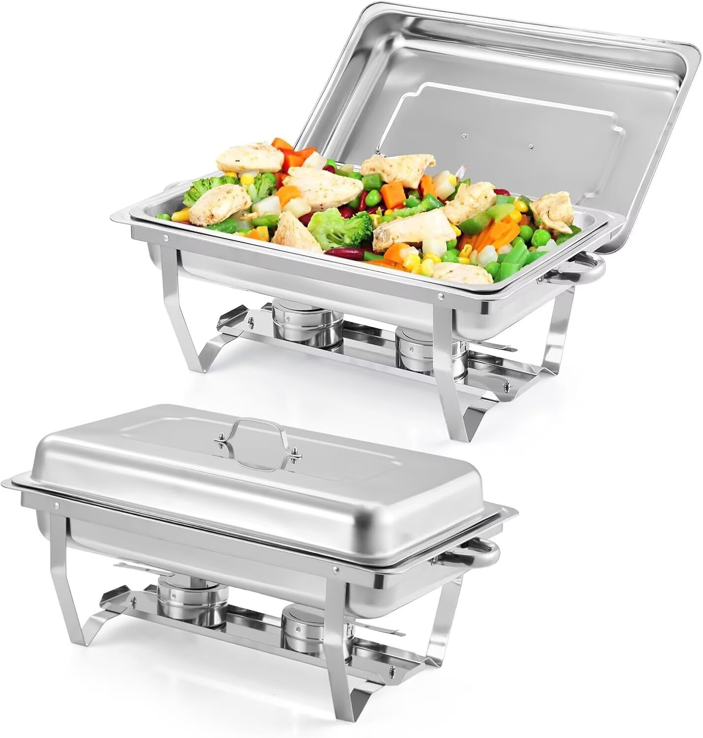 2 Pack 8 Qt Full Size Stainless Steel Chafing Dishes Buffet Set, Buffet ...