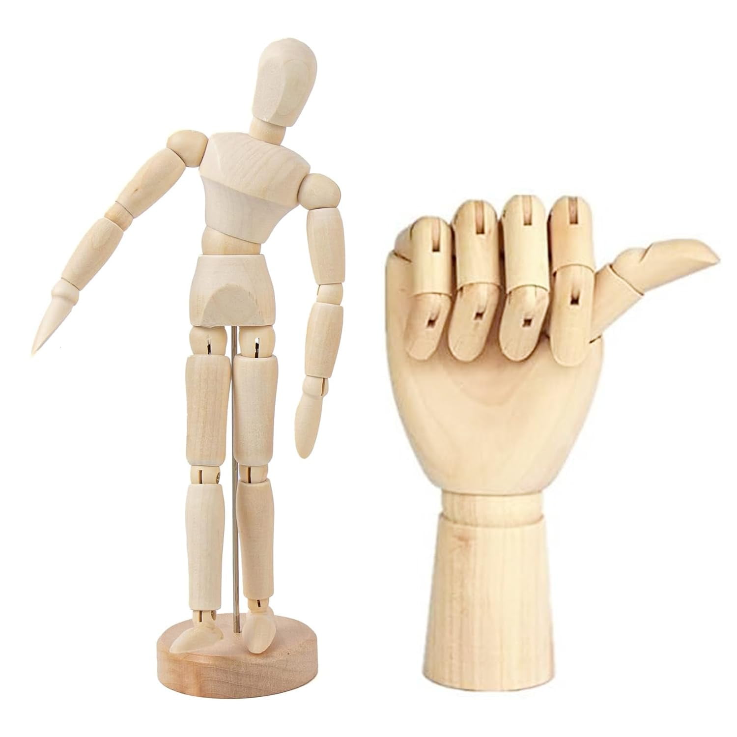 2 Pack 8"TRDN Mannequin,7" Little Hand Model,Artists Wooden Figure ...