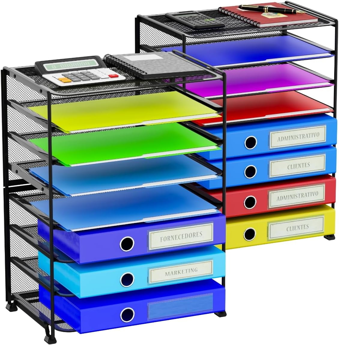 2 Pack 8 Tier Letter Tray Paper - Mesh Desk File Organizer for Office ...
