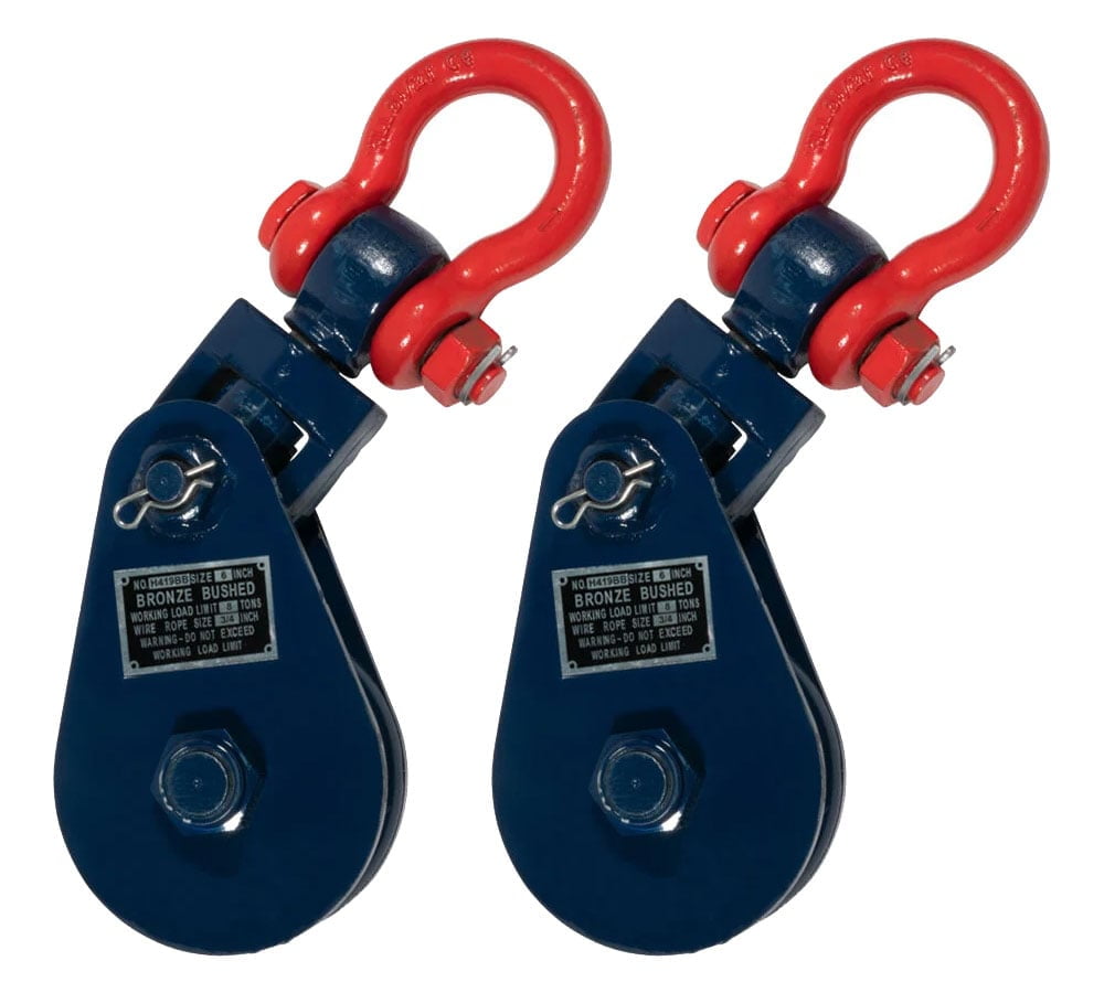 (2 Pack) 8 Ton Snatch Block w/ SHACKLE Crane 3/4 Wire Rope Sheave Tow ...