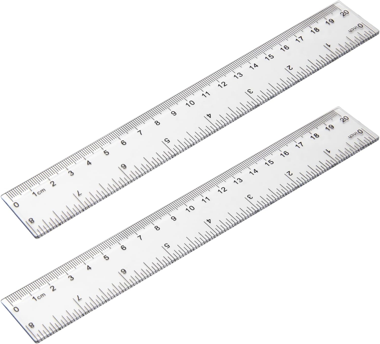 2 Pack 8 inch Clear Plastic Ruler Straight Shatterproof Rulers ...