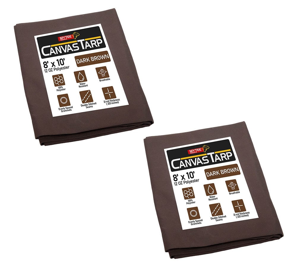 Free Shipping! (2 Pack) 8' x 10' Dark Brown Canvas Tarp 12oz - Water ...