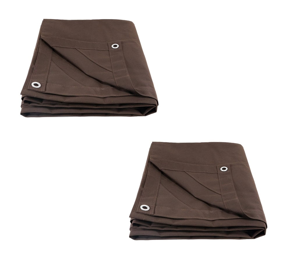 Free Shipping! (2 Pack) 8' x 10' Dark Brown Canvas Tarp 12oz - Water ...