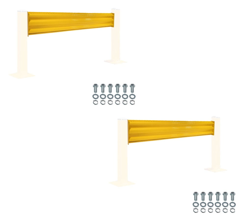 2 Pack 8' x 15" Bolt-On Steel 3-Rib Guard Rails for Warehouse Aisle ...