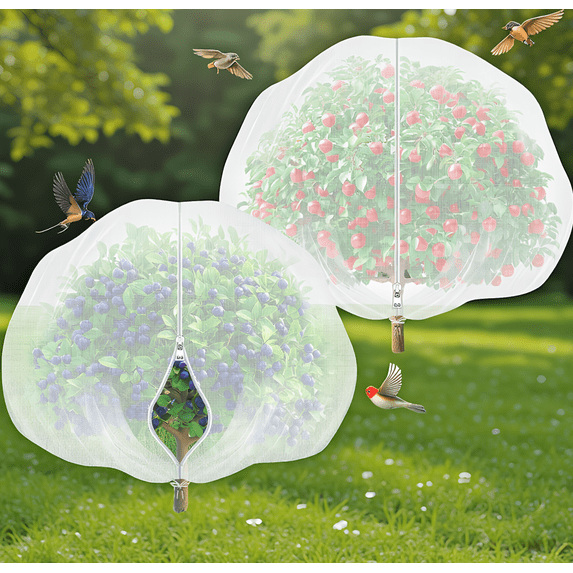 2 Pack 8'x8' Fruit Tree Netting with Zipper & Drawstring, Garden Plant ...