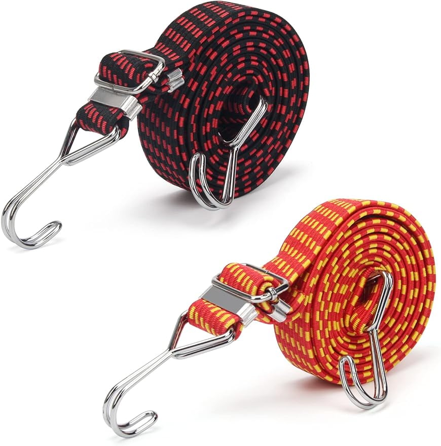2 Pack 80 Inch Adjustable Flat Bungee Cords, Latex Bungee Straps with ...