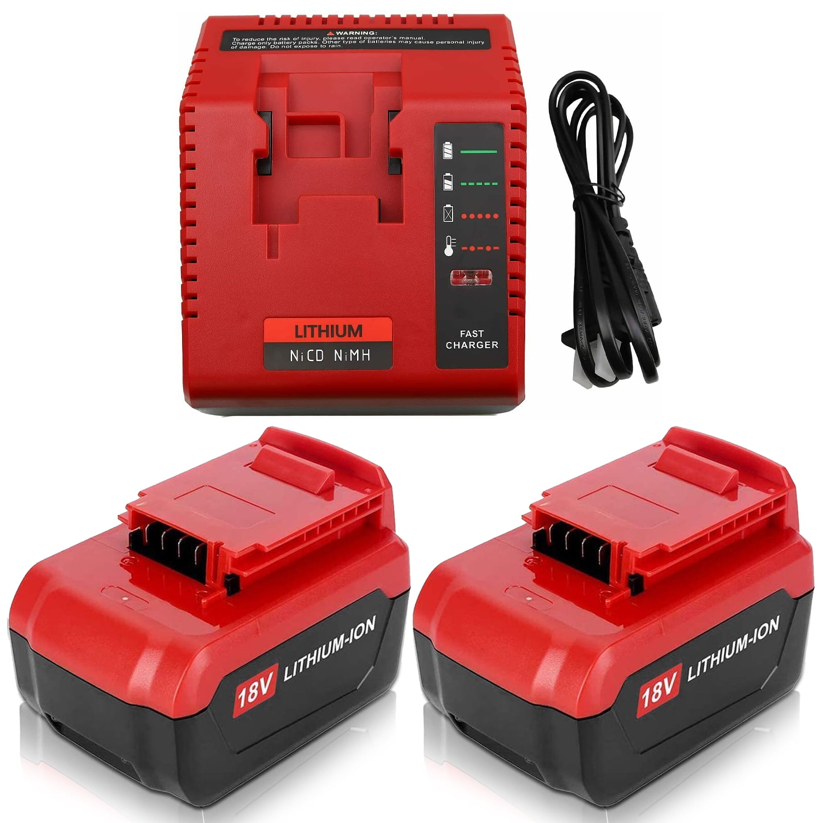 2 Pack 8000mAh Lithium ion 18 Volt PC18BLX Battery and PCXMVC PCMVC ...