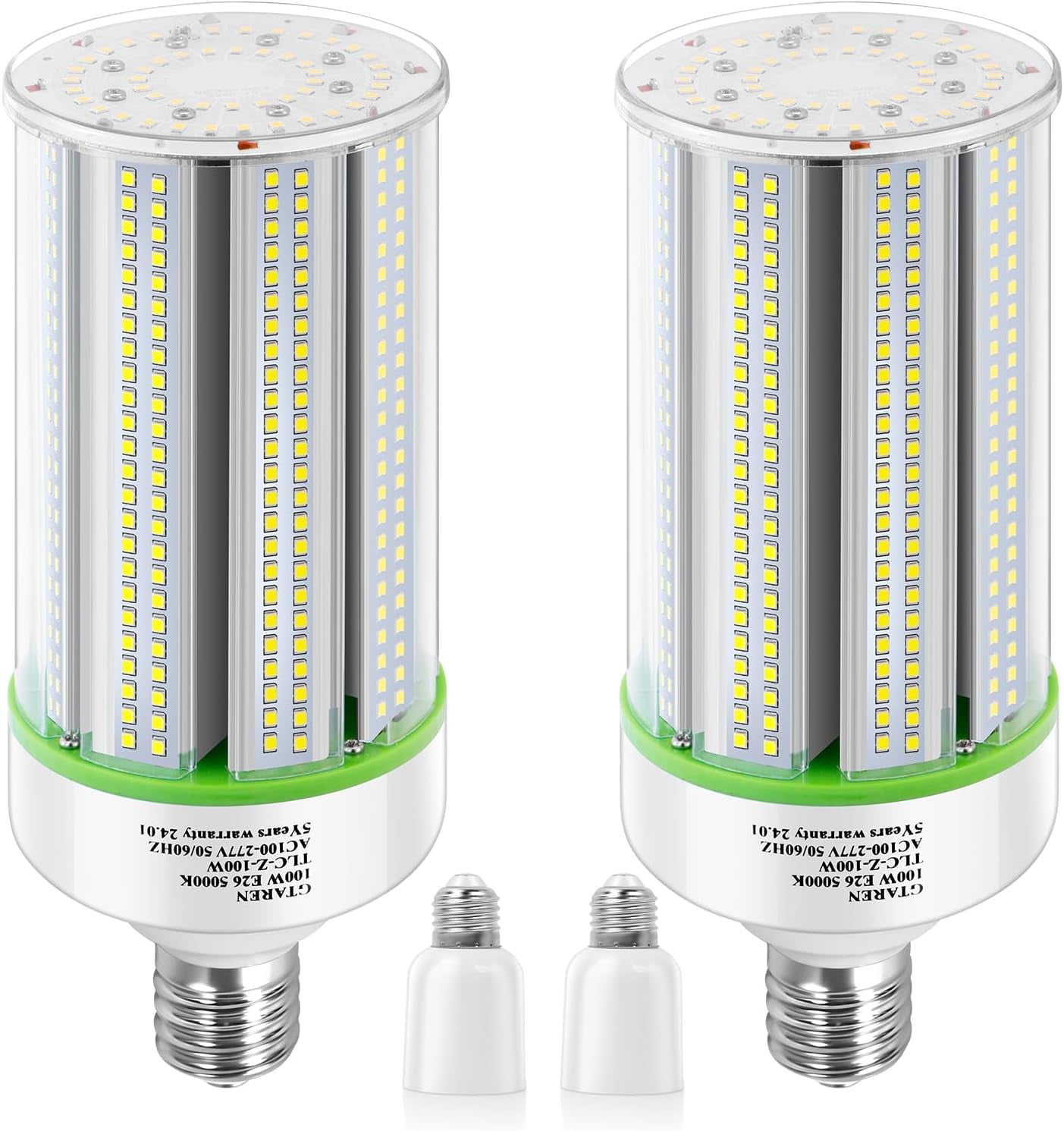 2-Pack 80W LED Corn Bulbs, 5000K, E26/E39 Base, AC110-277V, Metal ...