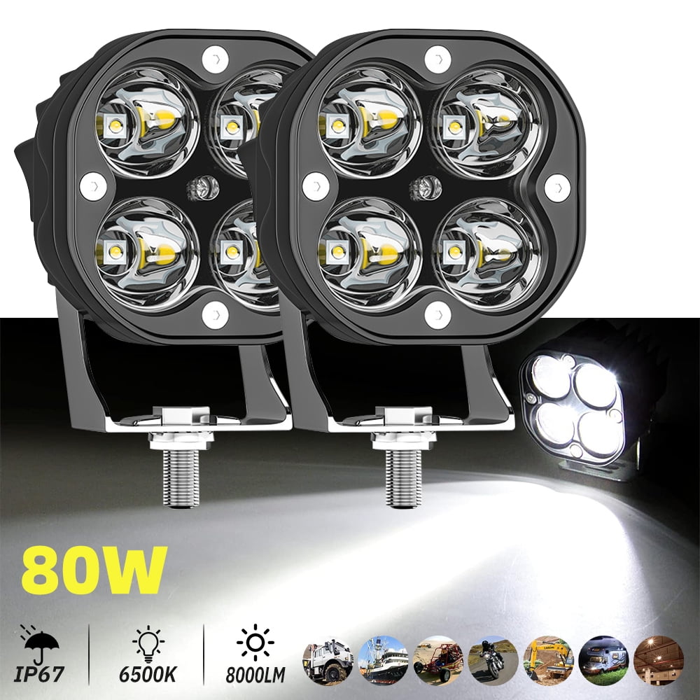2 Pack 80W LED Light Bar Set for Vehicles, IP67 Waterproof 4800LM ...