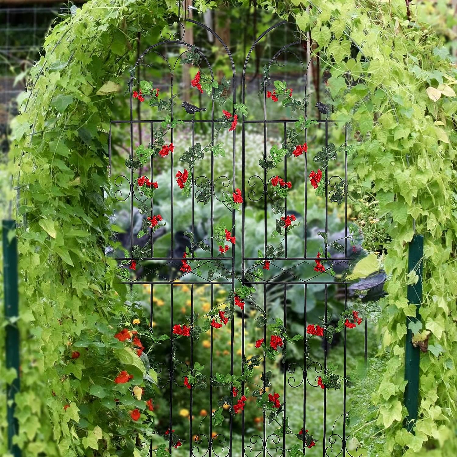 2 Pack 86.7" H x 19.7" W Metal Garden Trellis with Black Coating ...