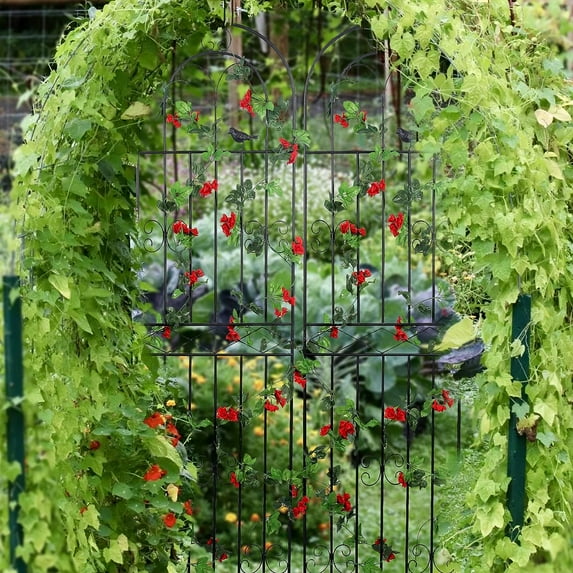 2 Pack 86.7" H x 19.7" W Metal Garden Trellis with Black Coating ...