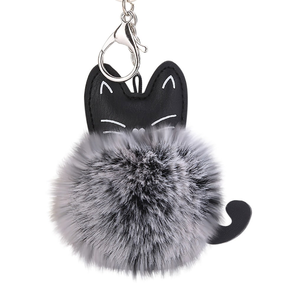 2 Pack 8CM Cute Cat Keychain Key Rings with Chain Pendant Women Key ...