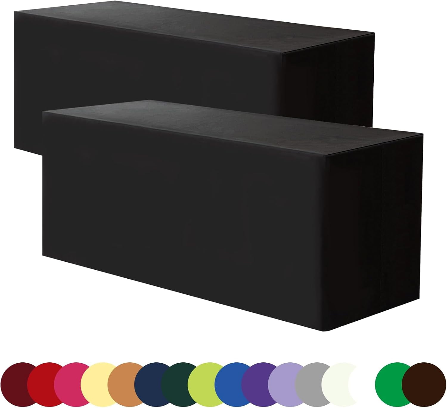 2 Pack 8FT Black Fitted Tablecloth for 8 Foot Rectangle Tables - Water ...