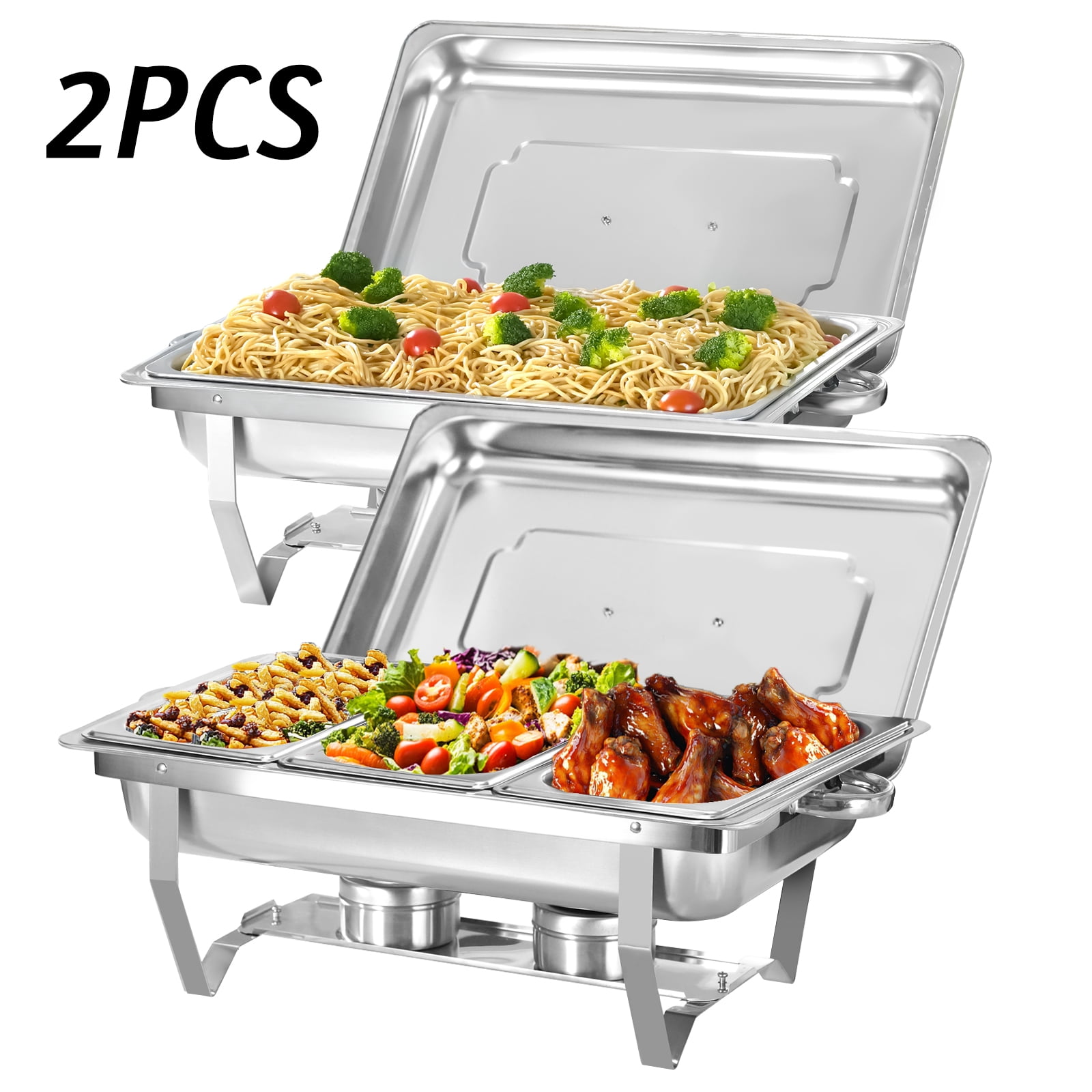 2 Pack 8QT Chafing Dish Stainless Steel Chafer Complete Set, Durable ...