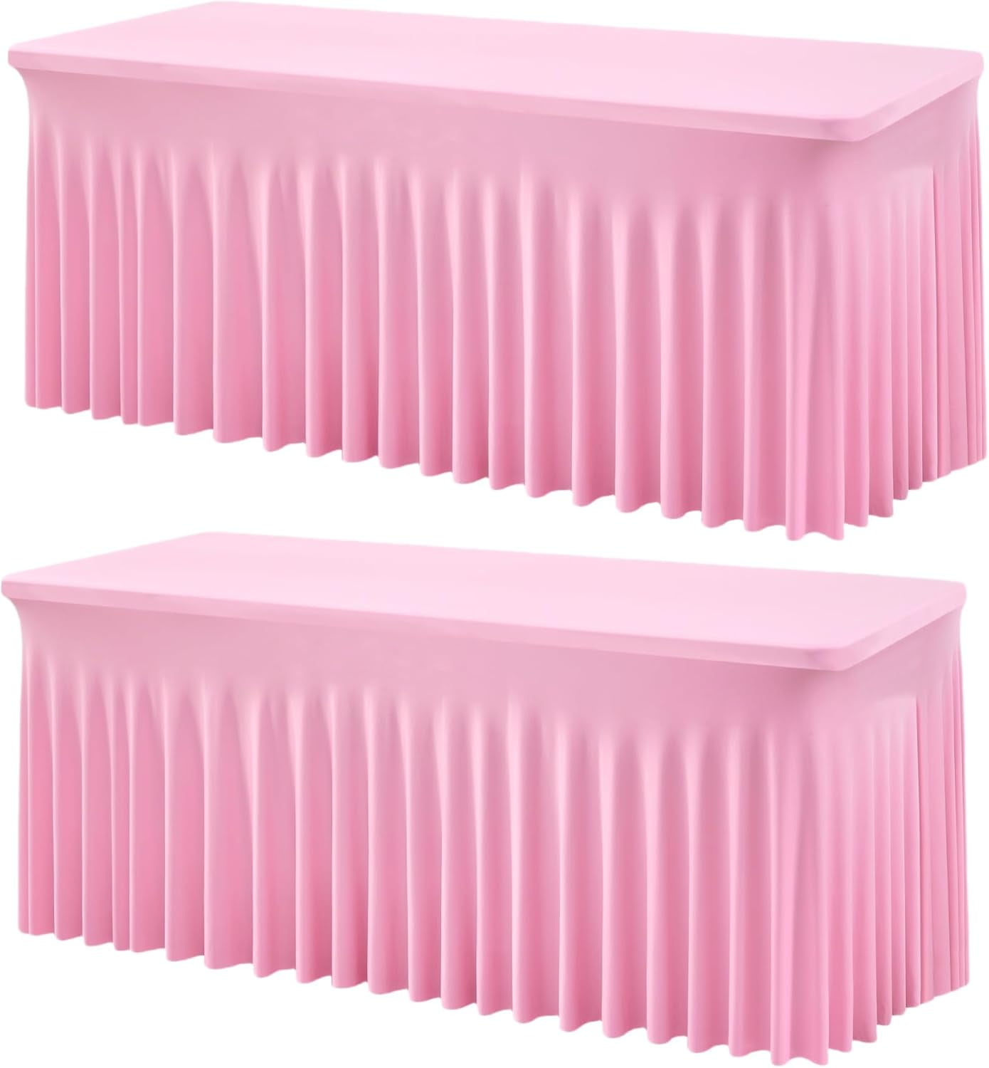 2-Pack 8ft Pink Spandex Table Cloth for Standard Folding Tables - Party ...