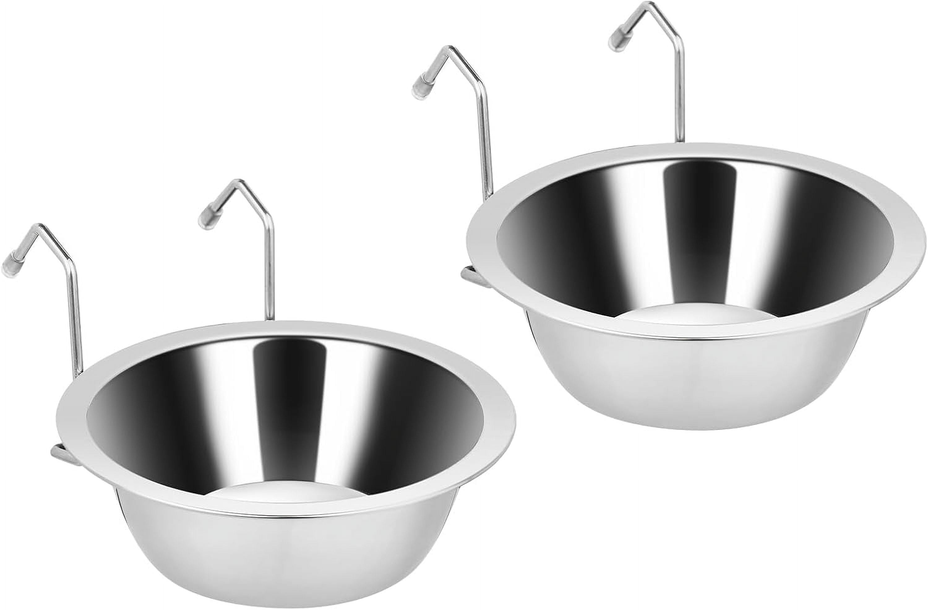 2-Pack 8oz (1 Cup) Hanging Kennel Pet Bowls – Stainless Steel No-Spill ...